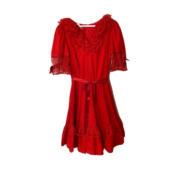Vintage | Dresses | Vintage Ruffled Lace Swing Line Dancing Rodeo ...